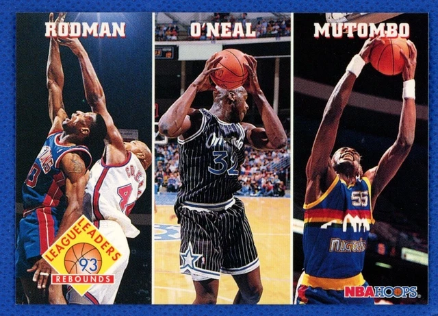 1993 NBA HOOPS League Leaders Rebounds Rodman Shaq O'Neal Mutombo #284 ...