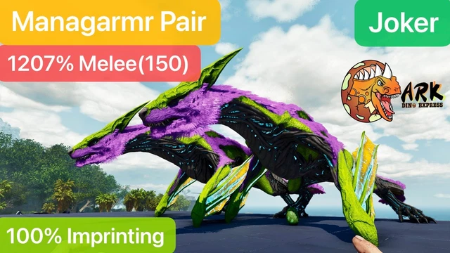 ARK SURVIVAL ASCENDED pve Managarmr Pair, 1207% Melee, 100% Imprinting ...