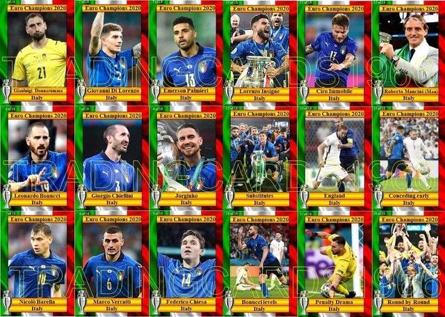 ITALY 2020 EUROPEAN Championship winners football trading cards Euro ...