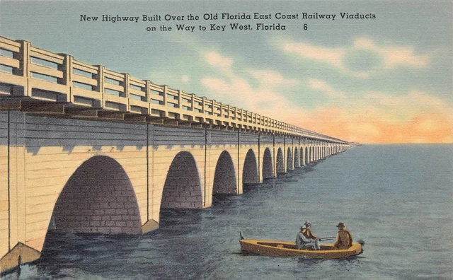 KEY WEST FL Florida Causeway Seven Mile Bridge Railway Viaducts Vtg ...