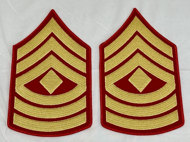 US MARINE CORPS First Sergeant Embroidered FEMALE Rank Set Gold/Red ...