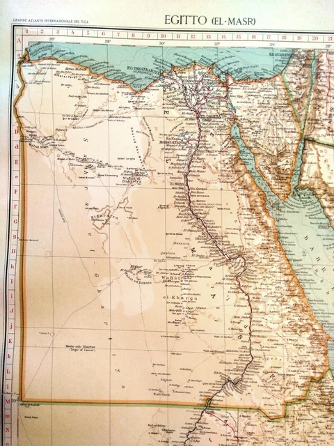 CARTA GEOGRAFICA ANTICA EGITTO EPOCA COLONIALE tra 1e2 GUERRA 1929 ...