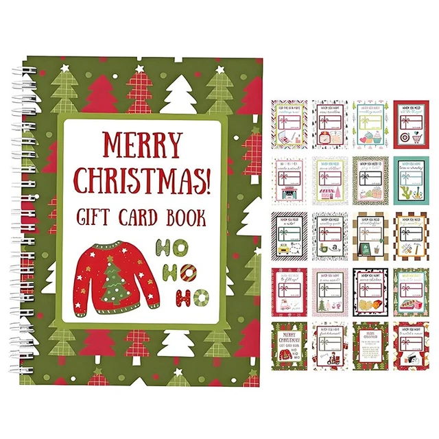 MERRY CHRISTMAS GIFT Card Book, Color Spiral-Bound Merry Christmas Card ...