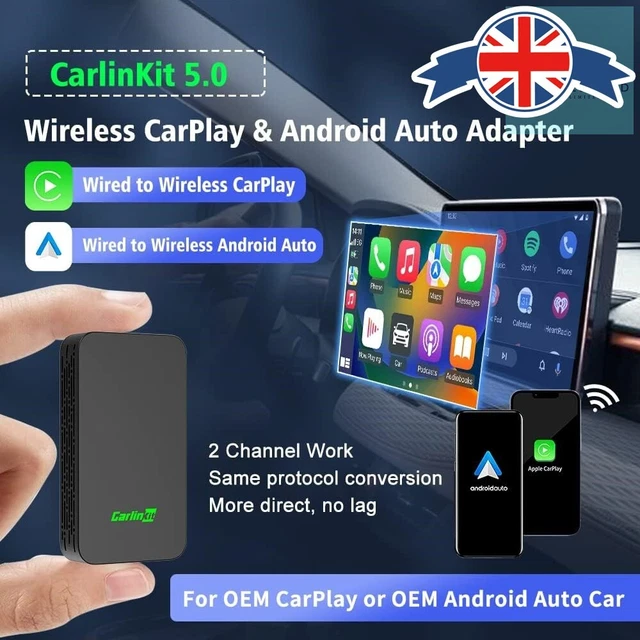 CARLINKIT 5.0/X2AIR WIRELESS Apple CarPlay Android Auto adapter 2023 UK Sealed £45.99 - PicClick UK