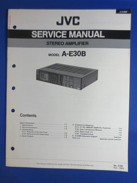JVC A-E30B AMPLIFIER Service Manual Amp Original Factory Issue Good ...