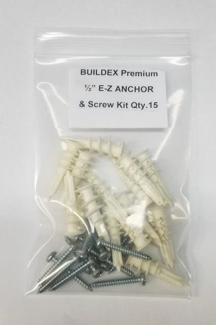 BUILDEX PREMIUM ½” E-Z ANCHOR Self-Drilling and Screw Kit Qty. 15 $8.40 ...