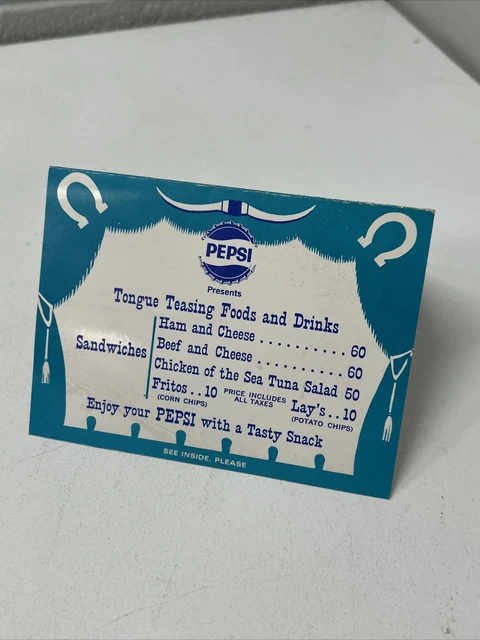 VINTAGE 1960S PEPSI COLA TABLE MENU CARD SING ALONG DINER DRIVE INS ...