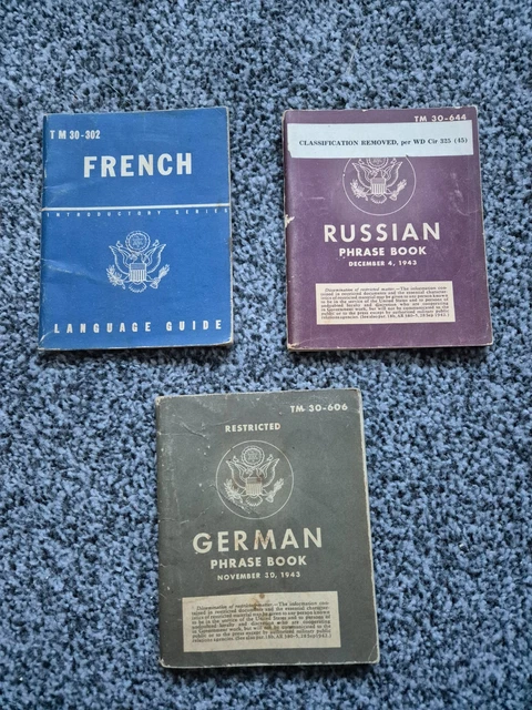 WW2 US ARMY Phrase Books. French, German, Russian £31.90 - PicClick UK