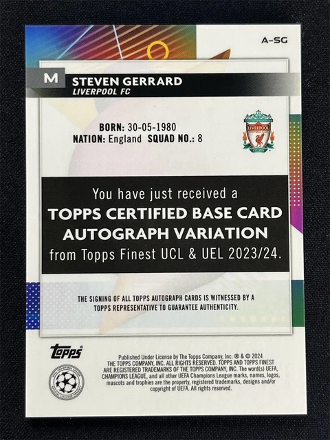 2023-24 TOPPS FINEST UCL & UEL Steven Gerrard #A-SG Orange Variation ...