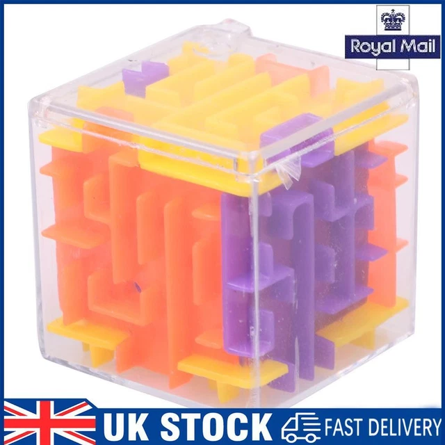 3D MAZE CUBE Plastic Transparent Cube Puzzle Game Portable for Kids ...