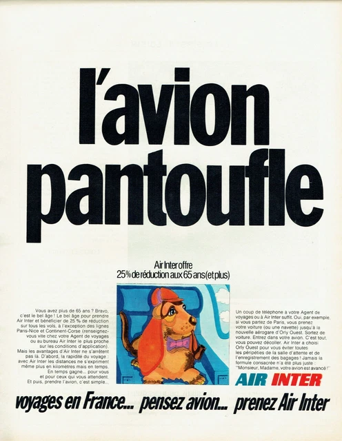 PUBLICITÉ ADVERTISING 0422 1971 Air Inter voyages en France avion ...