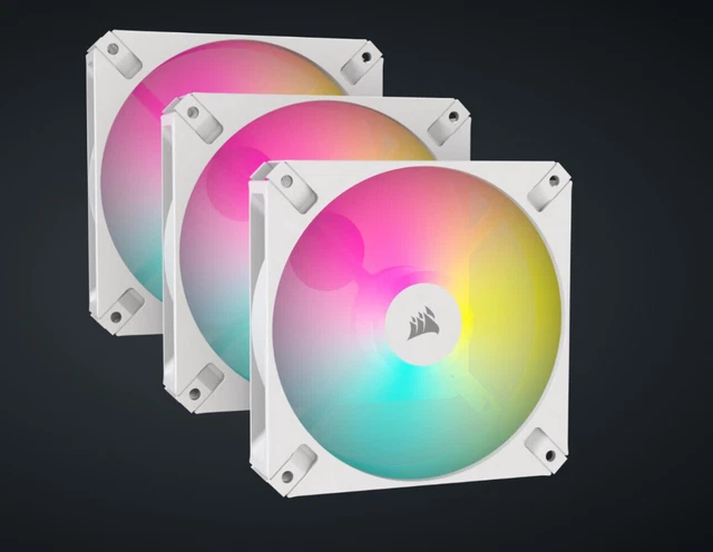 CORSAIR AR120 WHITE, 120mm iCUE RGB Fan, ARGB-compatible, Triple Pack ...