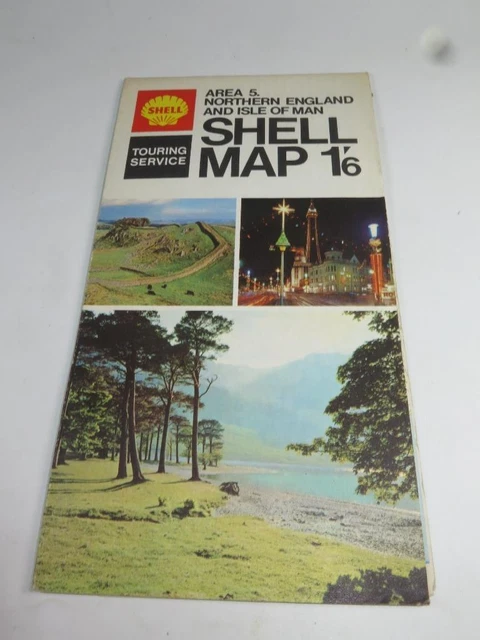 VINTAGE AUTOMOBILIA SHELL PETROL Road Map Northern England & Isle of ...
