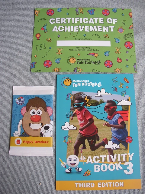 MCDONALDS FUN FOOTBALL Activity Book+Stickers+Certificate +Mr Potato ...