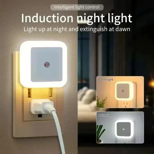AUTOMATIC LED NIGHT Light UK Plug in Energy Saving Dusk Dawn Sensor ...