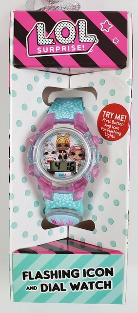 LOL SURPRISE FLASHING Icon & Dial LCD Kids Digital Watch Girls Green ...