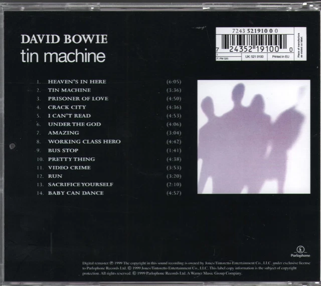DAVID BOWIE TIN Machine CD Europe Emi 1999 24 bit digitally remastered ...