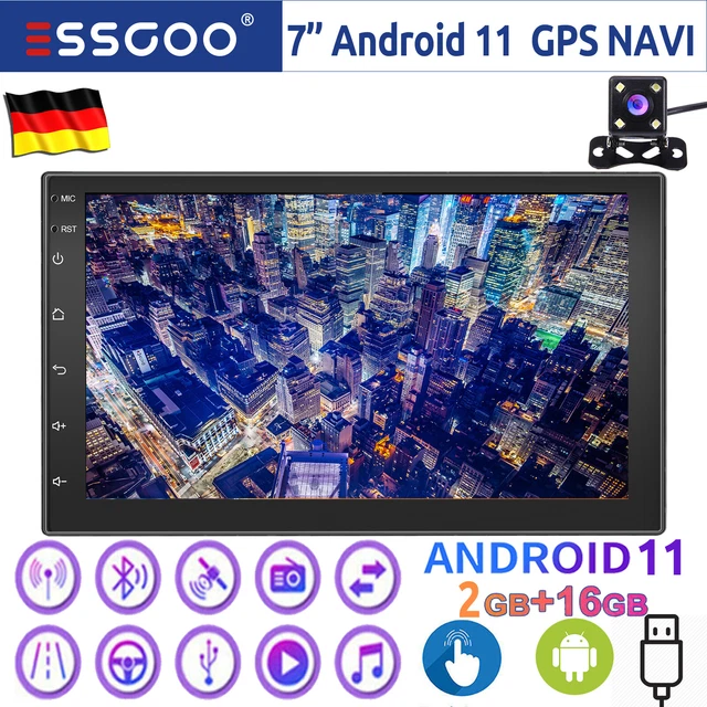 2 DIN ESSGOO Android 11 Autoradio Mit GPS Navigation Bluetooth RDS WiFi Kamera EUR 65,59 ...