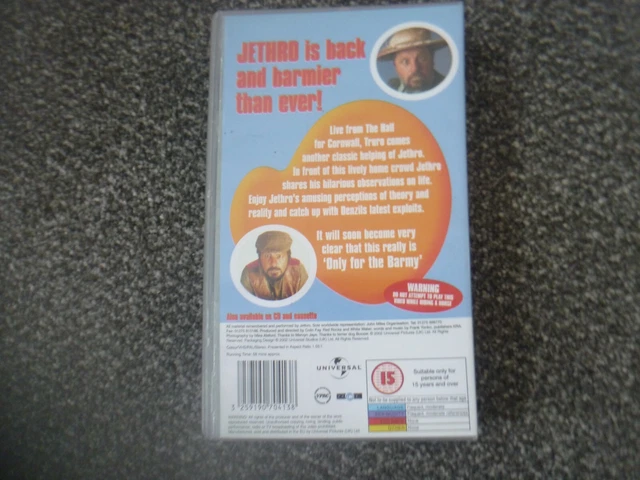 JETHRO VHS VIDEO Tape Only For The Barmy! Live Stand Up Comedy Truro ...