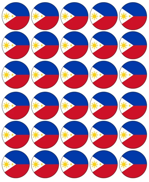 PHILIPPINES FLAG CUPCAKE Toppers Edible Icing Wafer Decor Party Travel ...