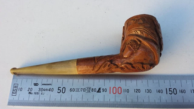 ANCIENNE PIPE ST CLAUDE en BRUYÈRE EXTRA sculptée de feuille et gland ...