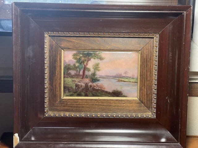 TABLEAU EMAUX DE Limoges Signés R Restoueix M.O.F Les Moutons EUR 75,00 ...