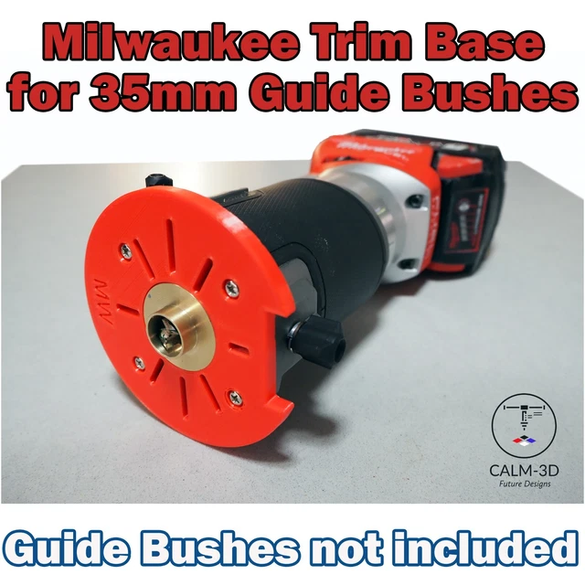 MILWAUKEE M18 COMPATIBLE Trim Router Base for 35mm Brass Guide Bushes ...