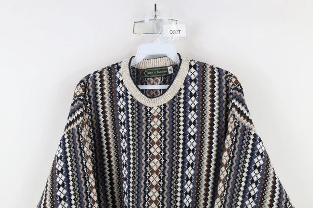 VINTAGE 90S COOGI Style Mens XL Ed Bassmaster Rainbow Fair Isle Knit ...