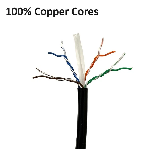 CAT6 EXTERNAL ETHERNET Cable Black UTP 100% Solid COPPER Network 1m-100m lot £11.49 - PicClick UK