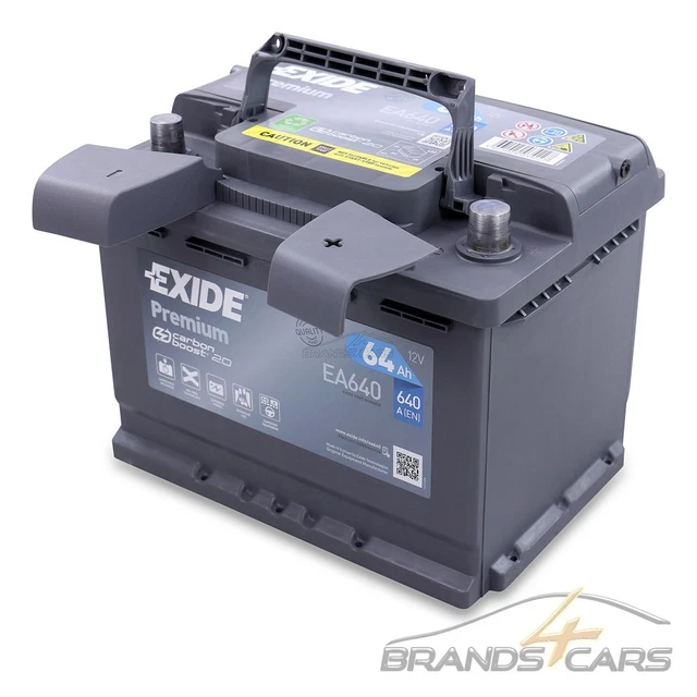 EXIDE AUTOBATTERIE 12V 64Ah STARTERBATTERIE 640A EA640 PREMIUM CARBON ...