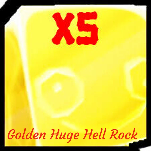 PET SIMULATOR X! 5x Golden Huge Hell Rock! Cheapest On EBay! Clean £7. ...