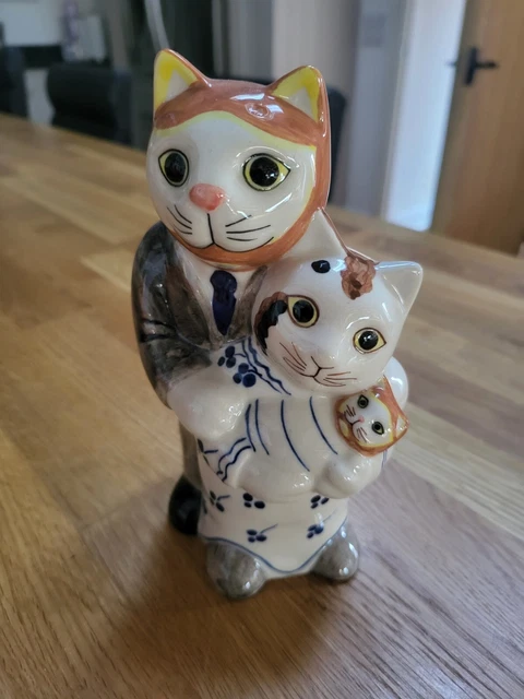 QUAIL CAT FAMILY - Vintage Ceramic Figurine Ornament - Mum, Dad and ...