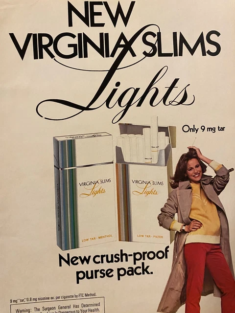 VIRGINIA SLIMS CIGARETTES, Full Page Vintage Print Ad £1.59 - PicClick UK
