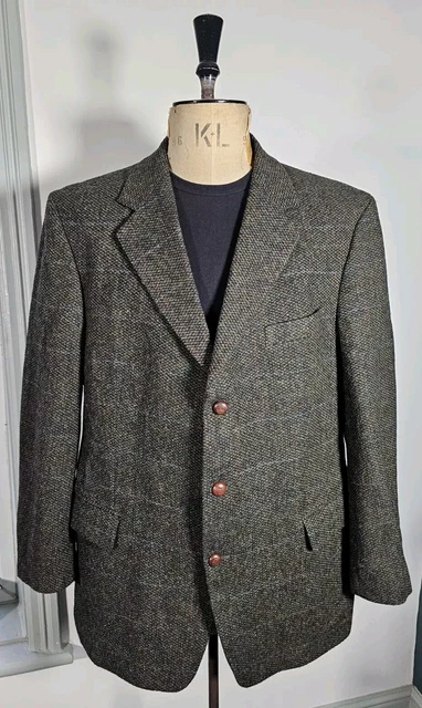HARRIS TWEED MARIO Barutti Jacket Men's UK 48/50 Superfine Wool Green ...