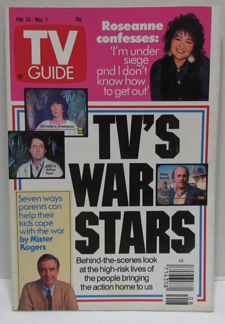 TV GUIDE FEB 1991 Roseanne, Mister Rogers, War Correspondents, Philly ...