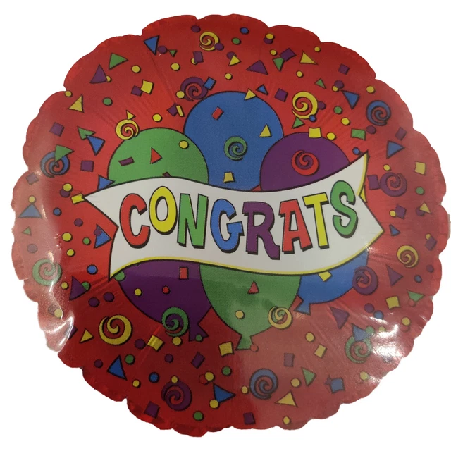 CONGRATULATIONS ROUND HELIUM Balloon 18" £3.94 - PicClick UK