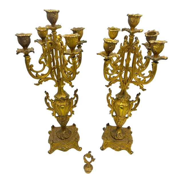 ANTIQUE FRENCH GILT Candelabra Pair Rococo Louis XVI Style Ormolu 19th ... ANTIQUE FRENCH GILT Candelabra Pair Rococo Louis XVI Style Ormolu 19th ...