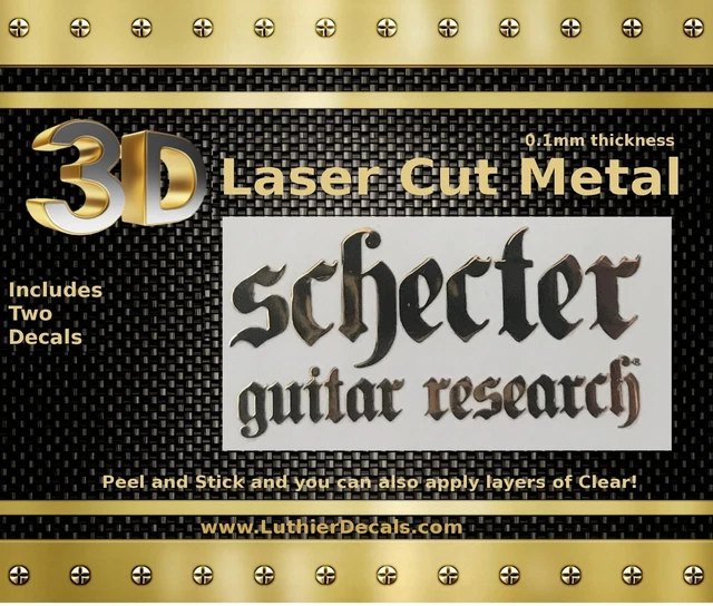 SCHECTER GUITAR HEADSTOCK Decal Sticker Restoration 3D metal Logo M79 ...