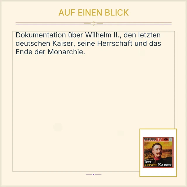 SPIEGEL TV WILHELM II. Der letzte Kaiser DVD Dokumentation EUR 2,47 ...