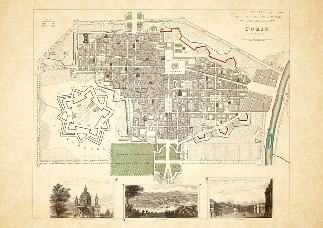 OLD MAP OF Turin, Italy in 1830, by SDUK £20.99 - PicClick UK