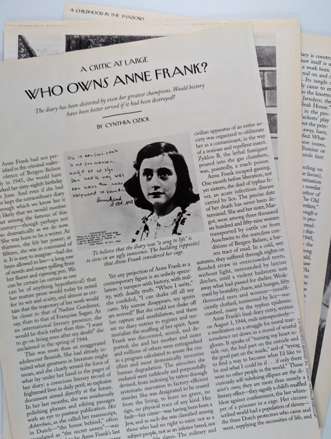 ANNE FRANK DIARY Interpretations Legacy Nazis History 1997 New Yorker ...