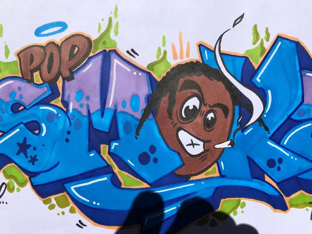 DESSIN SIGNÉ - POP SMOKE graffiti street art tableau sketch - hip hop ...