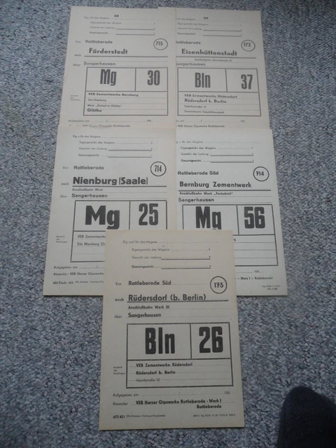 5 FRACHTGUT HAUPTZETTEL Rohgipsversand an Zementwerke 60er Jahre EUR 3 ...