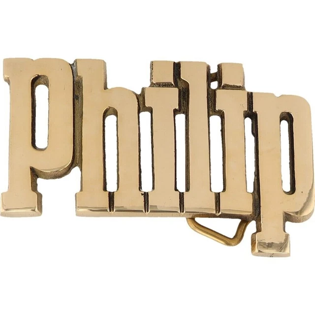NEW BRASS PHILIP Phil Phillip Name Tag Hippie Hippy 80s NOS Vintage ...