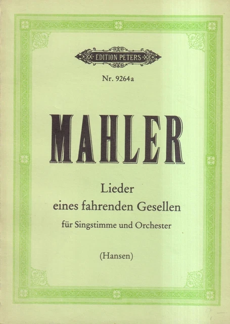 NOTEN: GUSTAV MAHLER - Lieder eines fahrenden Gesellen, 1987, Edition Peters EUR 16,95 - PicClick DE