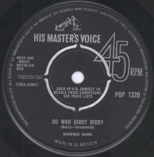 VINYLE MANFRED MANN Do Wah Diddy Diddy 7" UK His Masters Voice 1964 ...