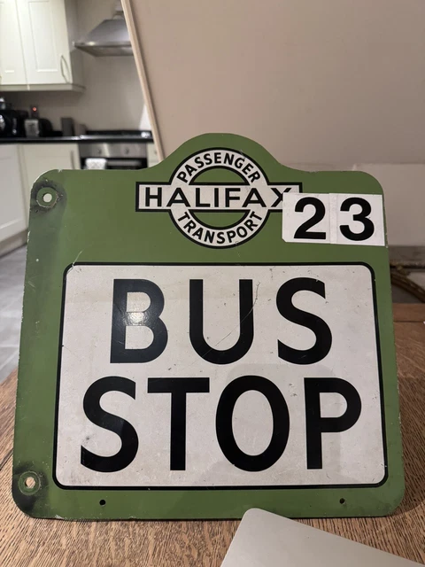VINTAGE HALIFAX PASSENGER Transport Bus Stop Enamel Sign EUR 145,92 ...