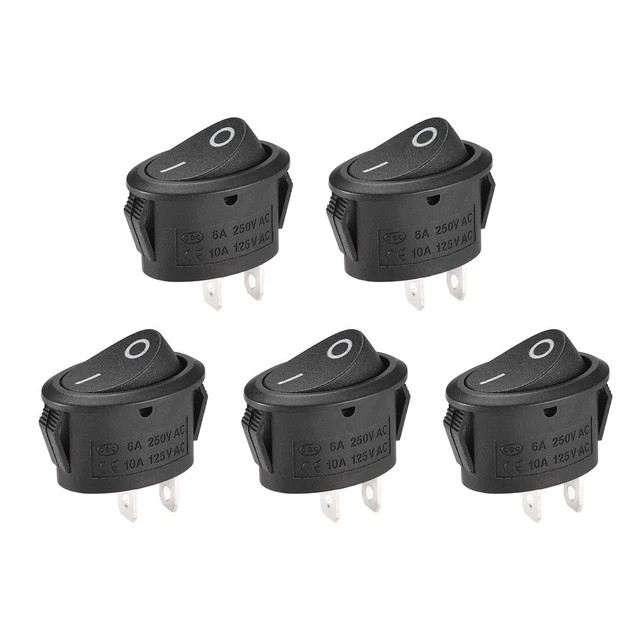BOAT ROCKER SWITCH Round Toggle Switch 2pins ON/OFF AC250V/6A 125V/10A ...