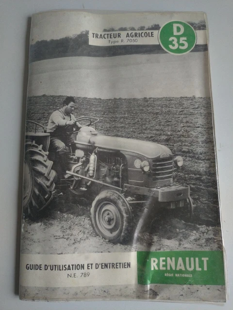 LIVRET D'ENTRETIEN D'UTILISATION TRACTEUR RENAULT D35 notice guide manuel revue EUR 29,00 ...