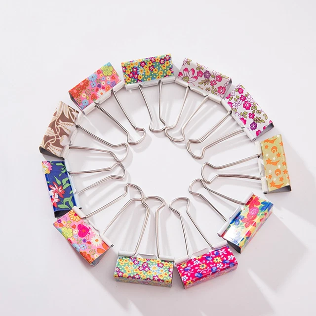 24 PCS BINDER Clips Decorative Extra Large Coated Paper Bulk Print $32. ...